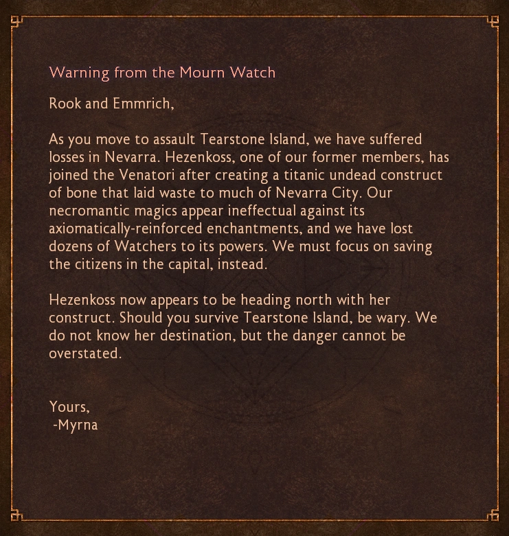 Missive: Warning from the Mourn Watch | Dragon Age Wiki | Fandom