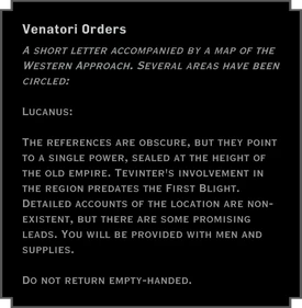 Note: Venatori Orders (to Lucanus) | Dragon Age Wiki | Fandom