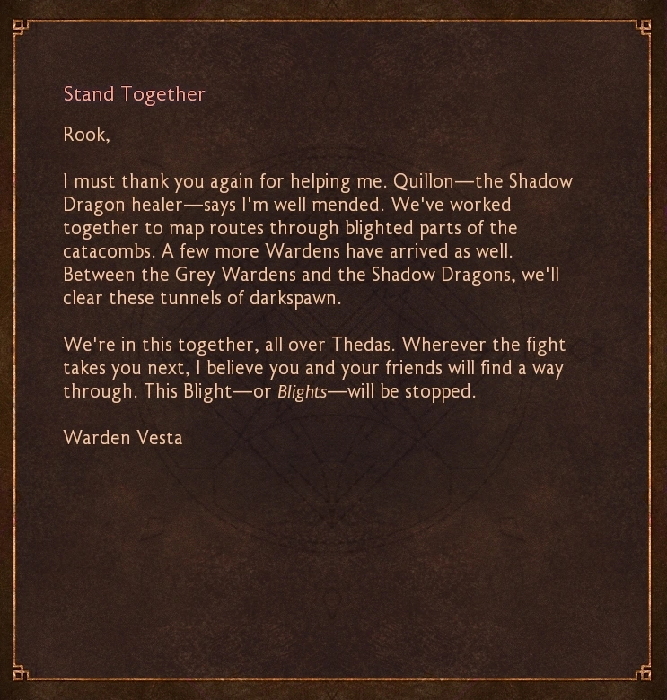 Missive: Stand Together | Dragon Age Wiki | Fandom