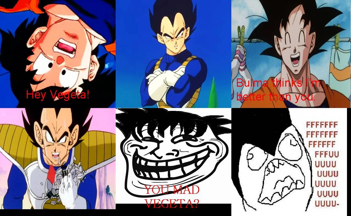 User blog:Gokuandbulmaforeverlove/Goku trolls Vegeta | Dragon Ball Wiki ...