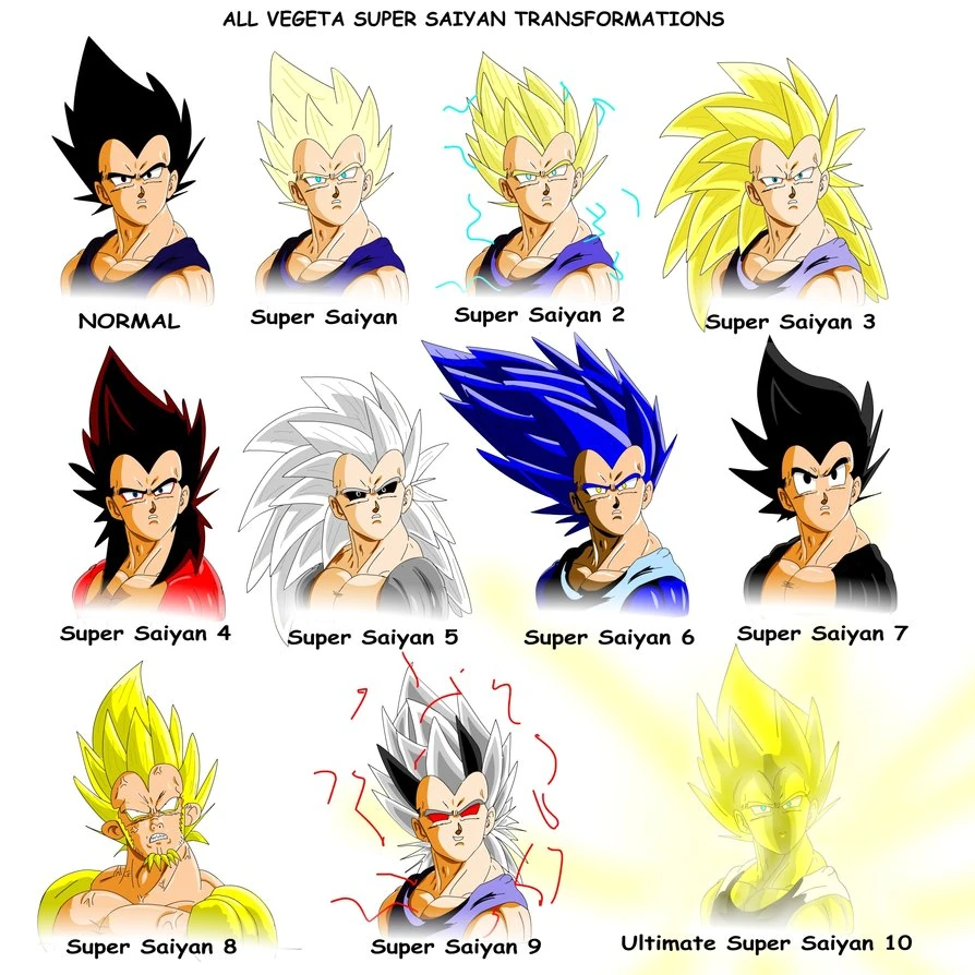 Vegeta All Transformations