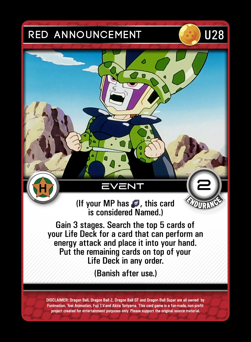 Red Announcement | DragonBallZTCG Wiki | Fandom