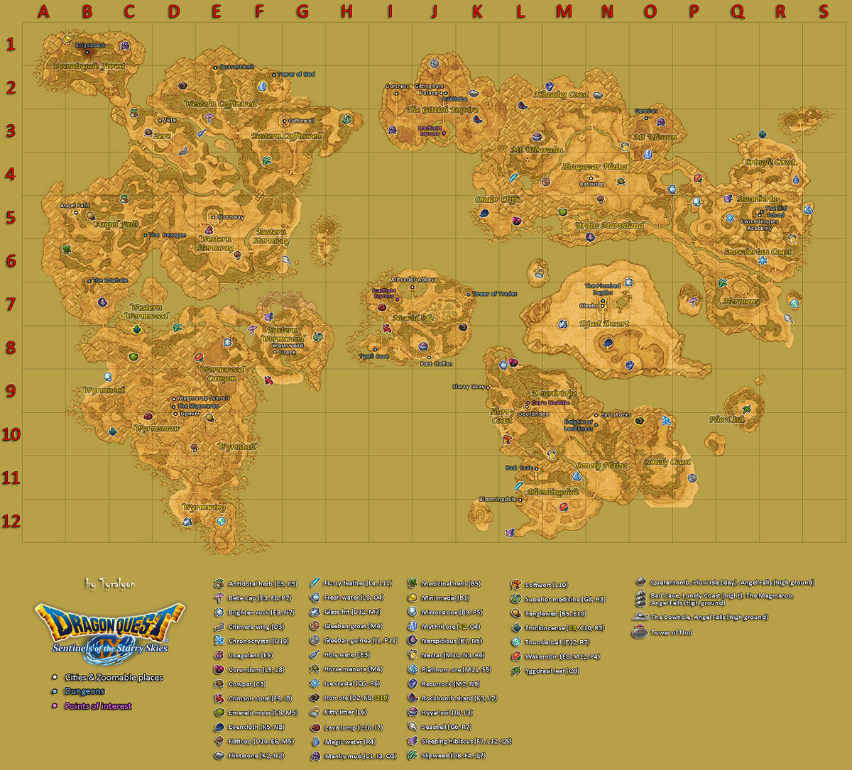 Map of material locations in Dragon Quest IX | Dragon Quest Wiki | Fandom Map of material locations in Dragon Quest IX | Dragon Quest Wiki | Fandom