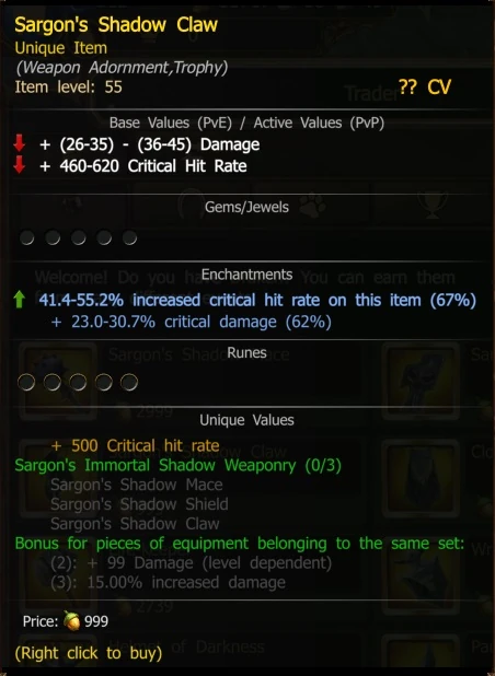 Sargon's Shadow Claw | Drakensang Online Wiki | Fandom