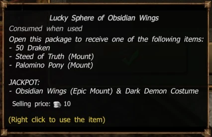 Lucky Sphere of Obsidian Wings | Drakensang Online Wiki | Fandom