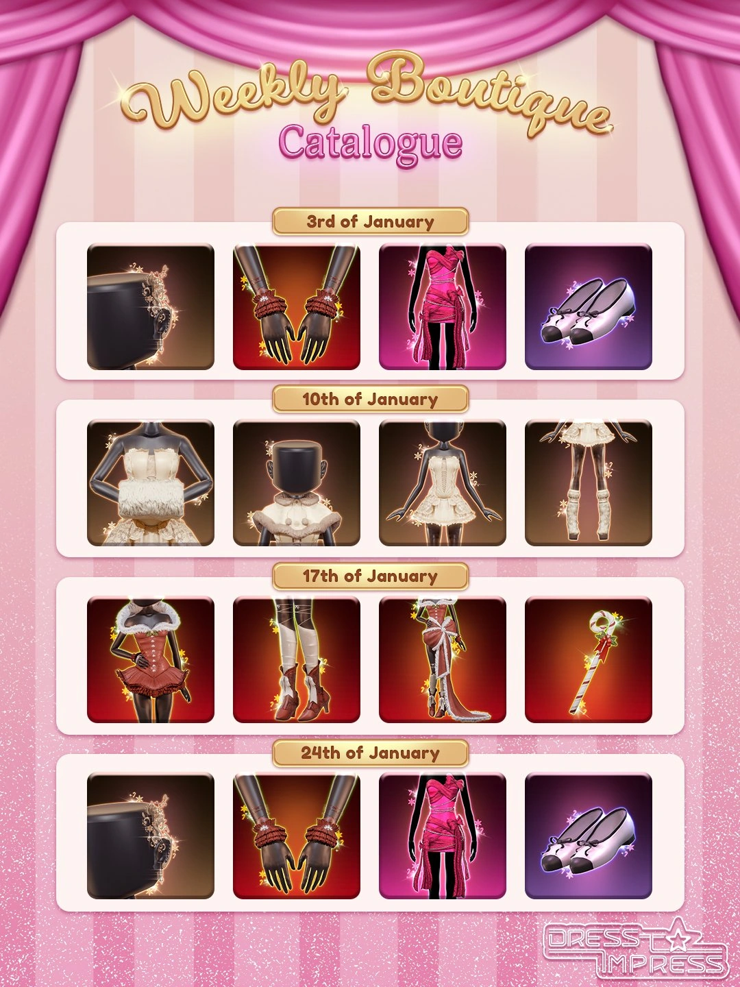 Weekly Boutique Rotation History | Dress To Impress Wiki | Fandom