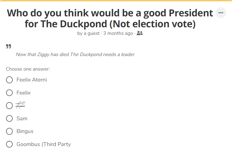 First Presidential Election | Duckpond Wiki | Fandom