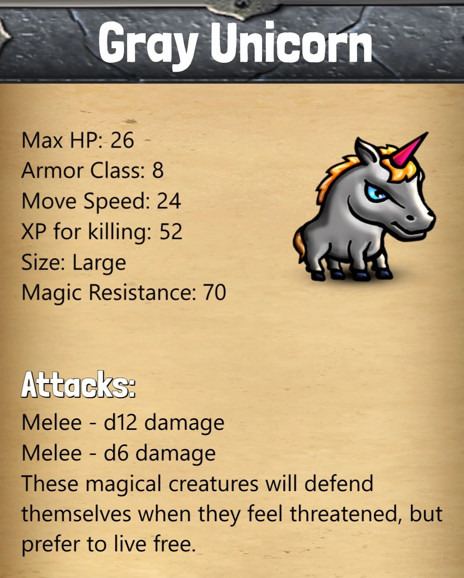 Gray Unicorn | Dungeon of Slyn Wiki | Fandom