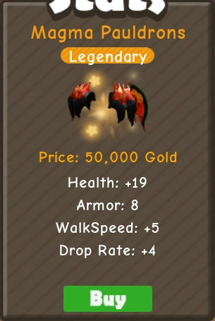 Magma Pauldrons | Dungeon Simulator ROBLOX Wiki | Fandom