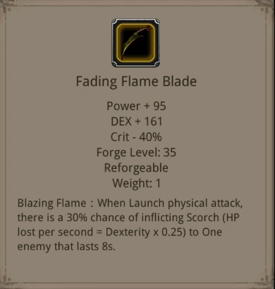 Fading Flame Blade | Dungeon Survivor II Wiki | Fandom