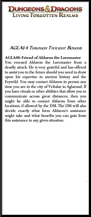 AGLA06 Friend of Aldaron the Loremaster | Dungeoneers & Dragonslayers ...