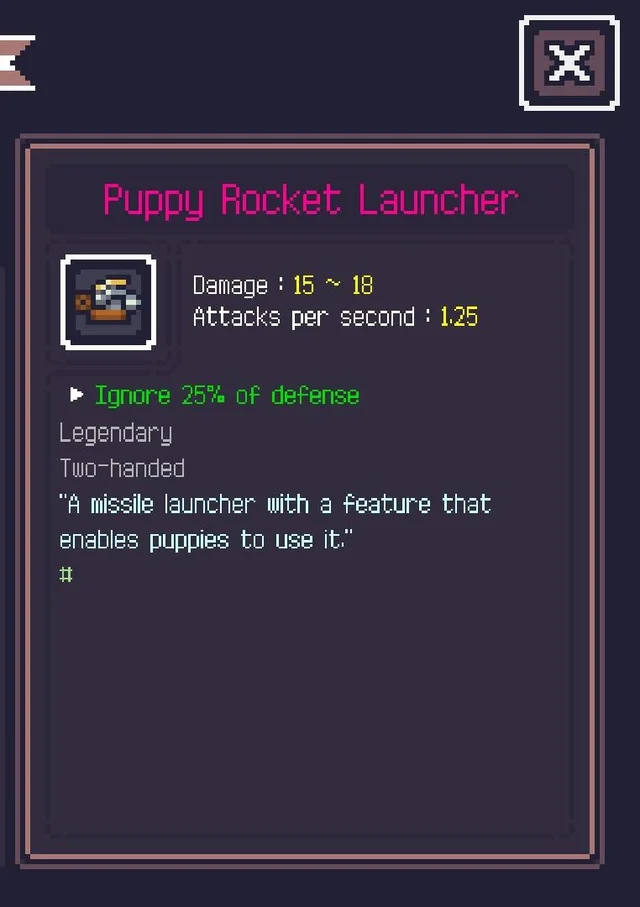 Puppy Rocket Launcher | Dungreed Wiki | Fandom