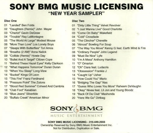 Sony BMG Music Licensing: New Year Sampler | Duran Duran Wiki | Fandom