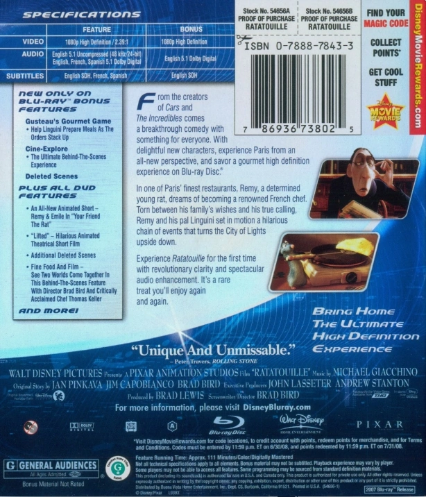Ratatouille (Blu-ray) | DVD Database | Fandom