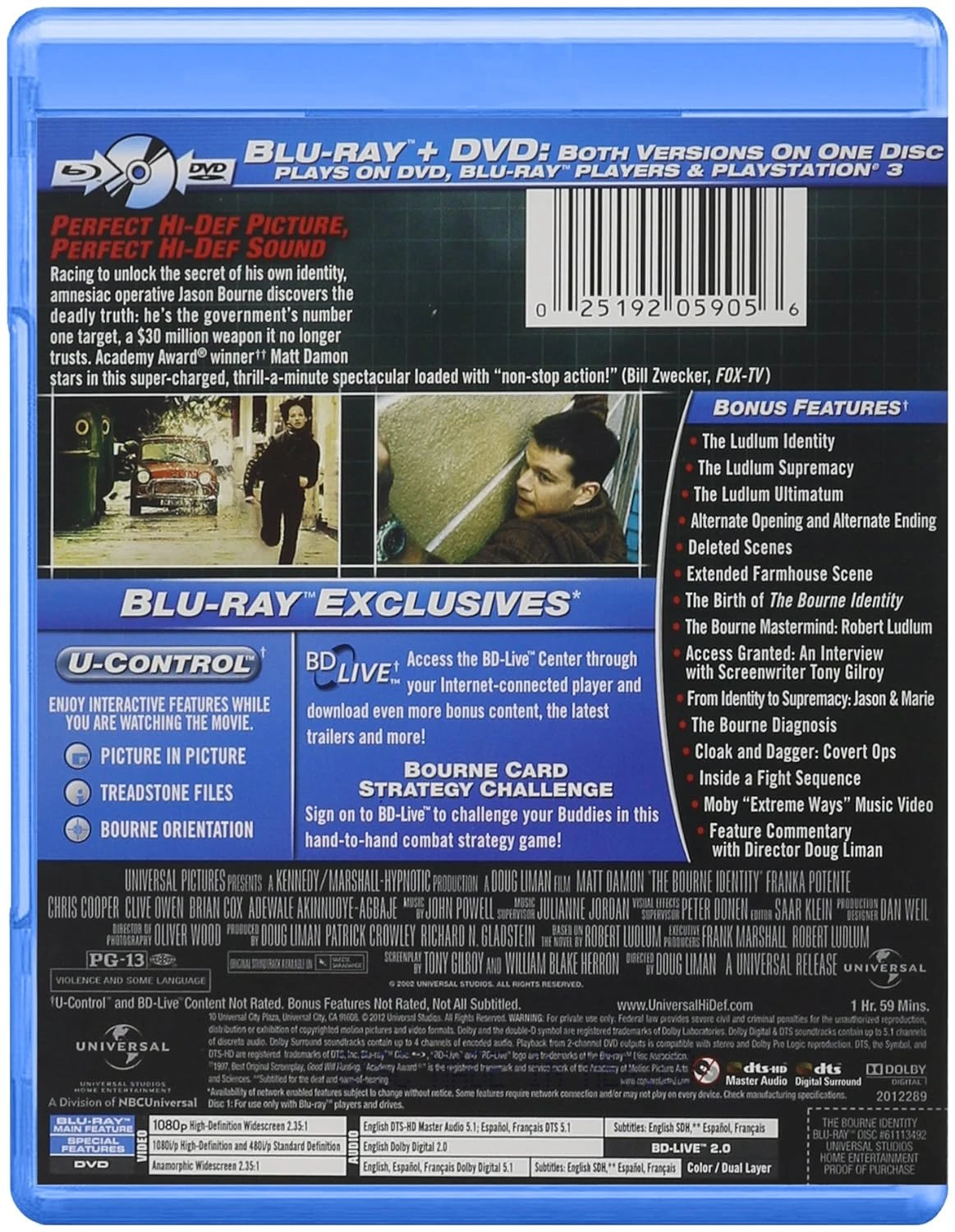 The Bourne Identity (Blu-ray) | DVD Database | Fandom