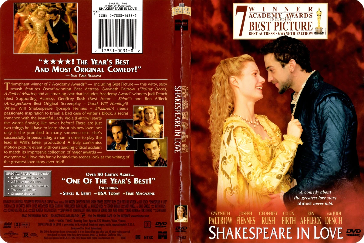 Shakespeare in Love | DVD Database | Fandom
