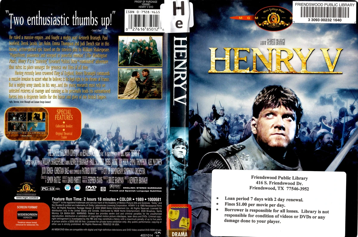 Henry V (1989) | DVD Database | Fandom