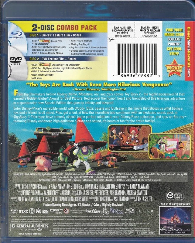 Toy Story 2 Dvd Menü Toy Story 2 (Blu Ray/DVD, 2010, 2 Disc Set,