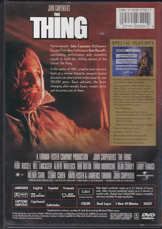 The Thing | DVD Database | Fandom