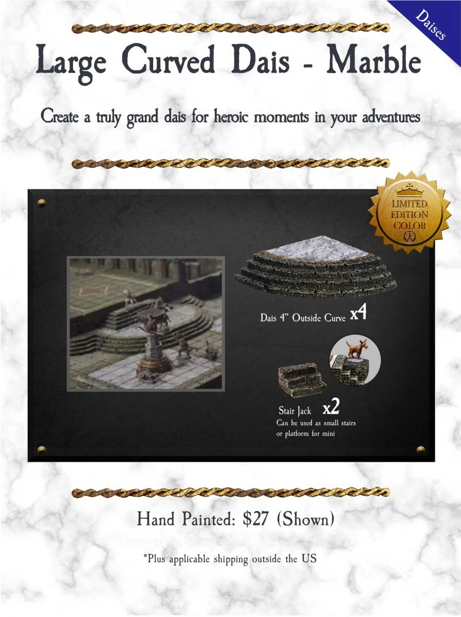 5-LARCMRM Large Curved Dais-Marble | Dwarven Forge Collector Catalog ...