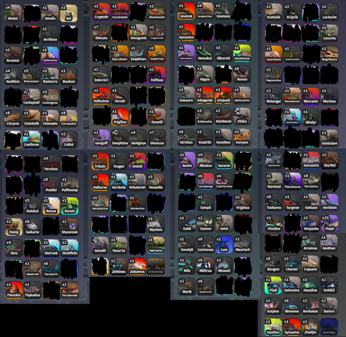 Lf a few very specific Minthwyrm muts, a Keruku mut and a Dalitil mut, and selling some things ...