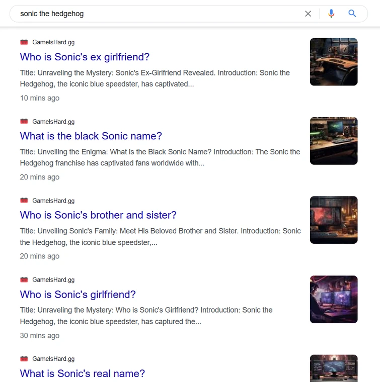 Me searching for Sonic the Hedgehog news on Google News | Fandom