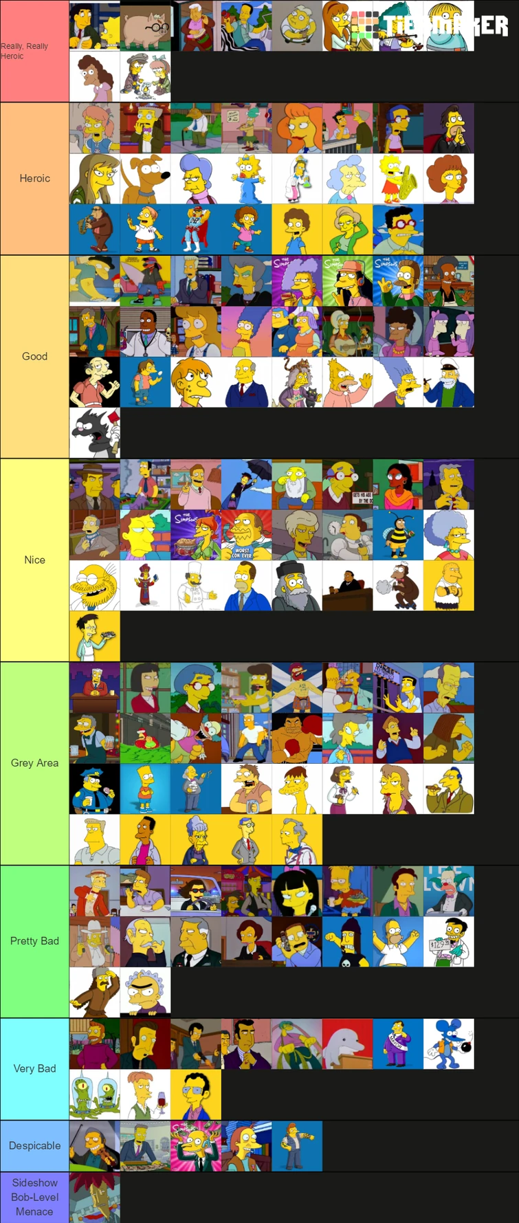 Simpsons "Good To Evil" Tier List | Fandom