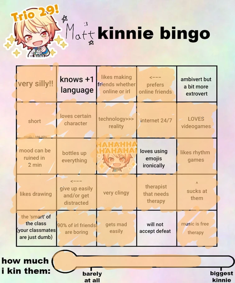 Remade my kinnie bingo because i was bored | Fandom