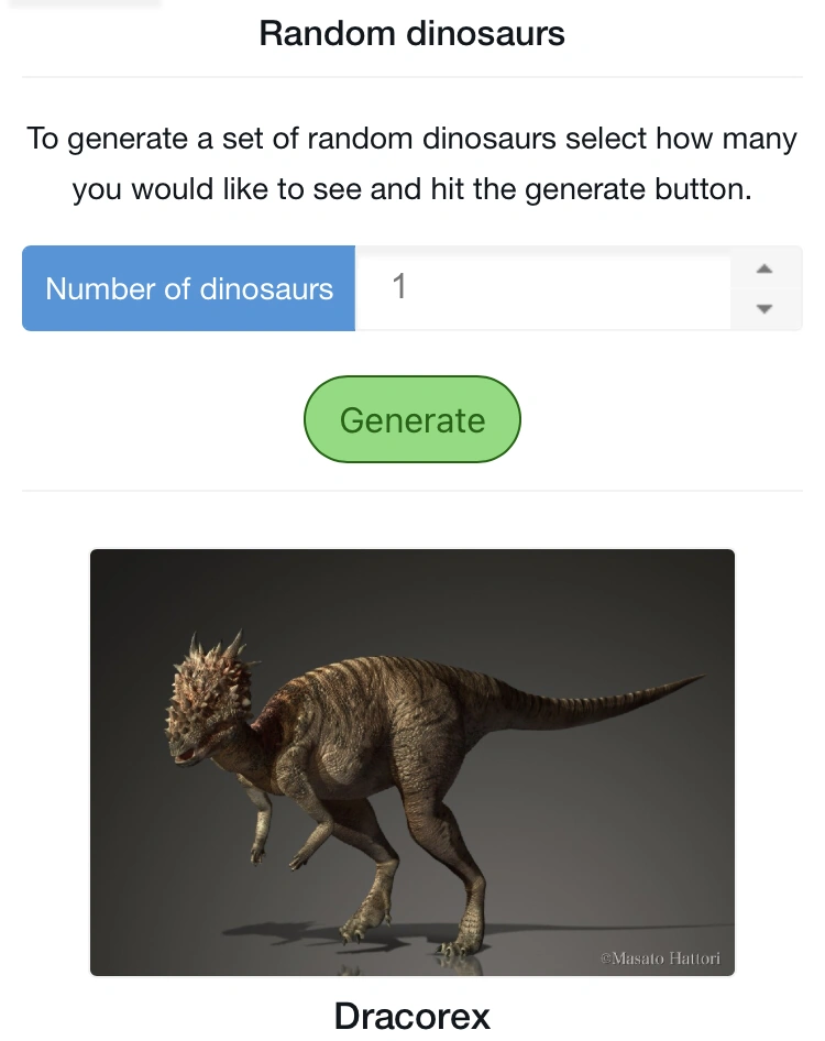 Using a randomized dinosaur generator until it lands on a dinosaur that ...