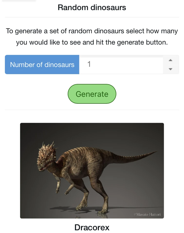 Using a randomized dinosaur generator until it lands on a dinosaur that ...
