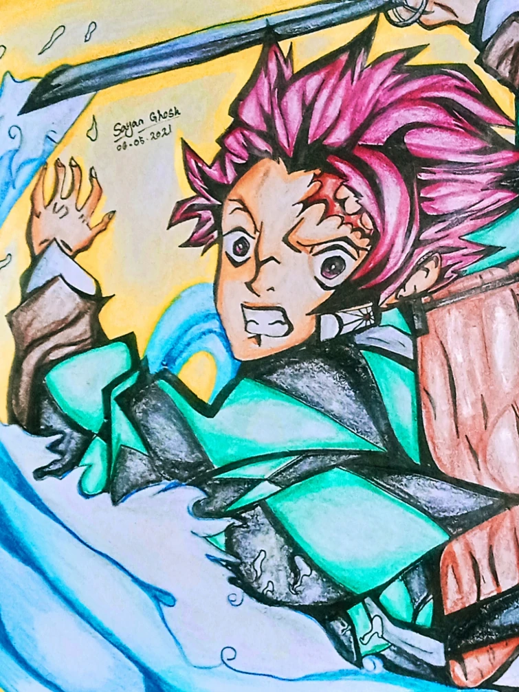 My first ever drawing of Tanjiro...! | Fandom