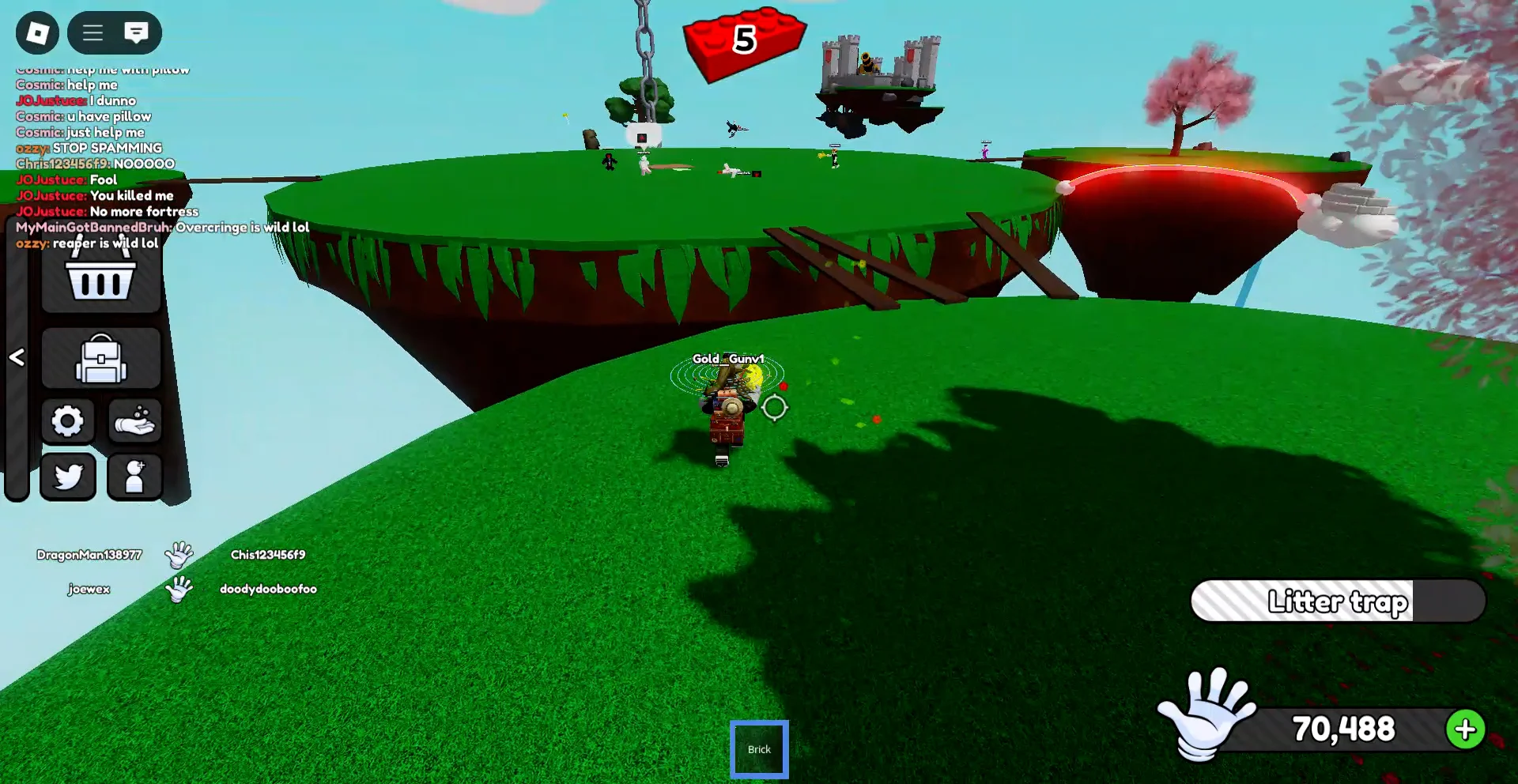 Intergalactic soccer with bricks, flinging them at 1734 kph and sniping ...