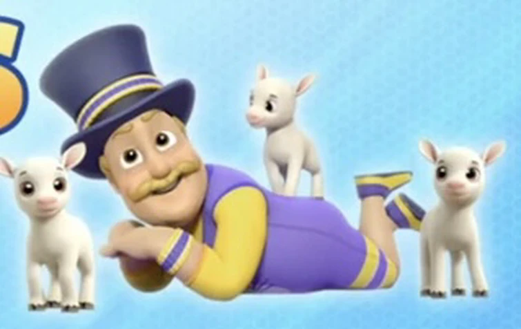 Mayor humdinger and the goats in blue background | Fandom