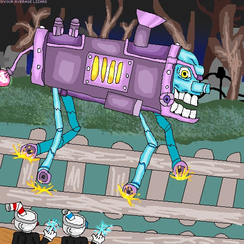 "Battling the Ghoulish Train"||Cuphead fanart | Fandom