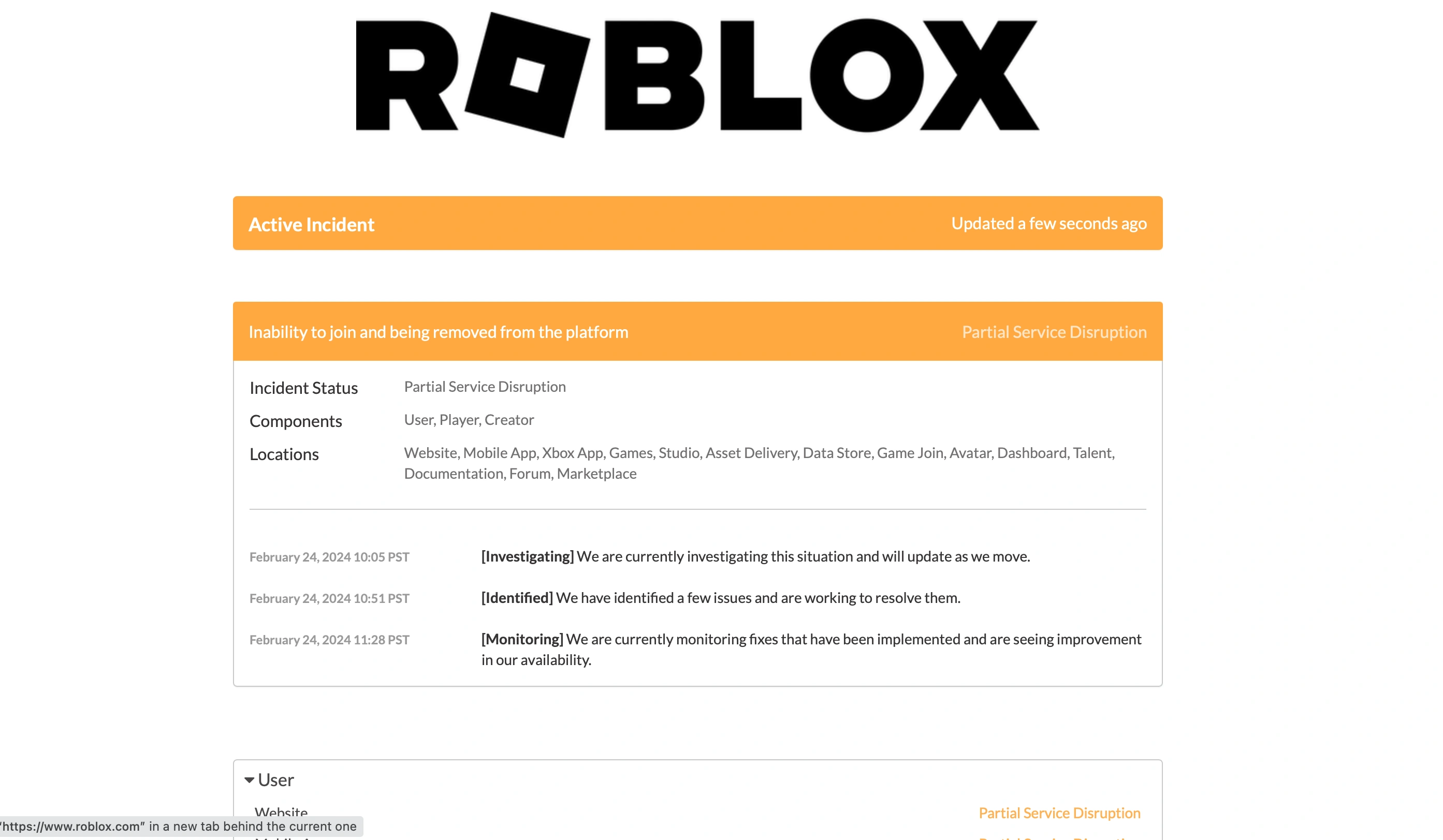 ROBLOX OUTAGE UPDATE 2 | Fandom