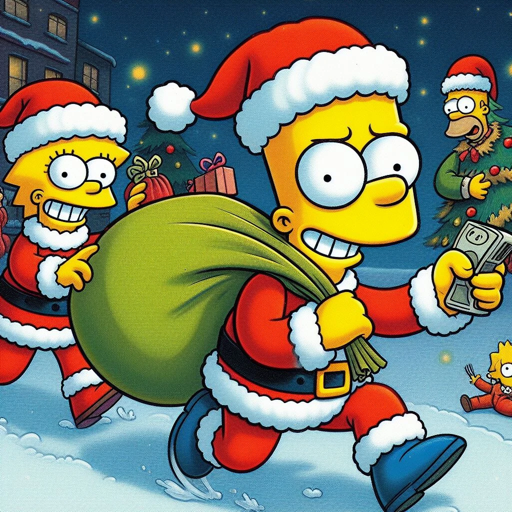 Some AI art Of Homer and Bart Simpson stealing Christmas | Fandom