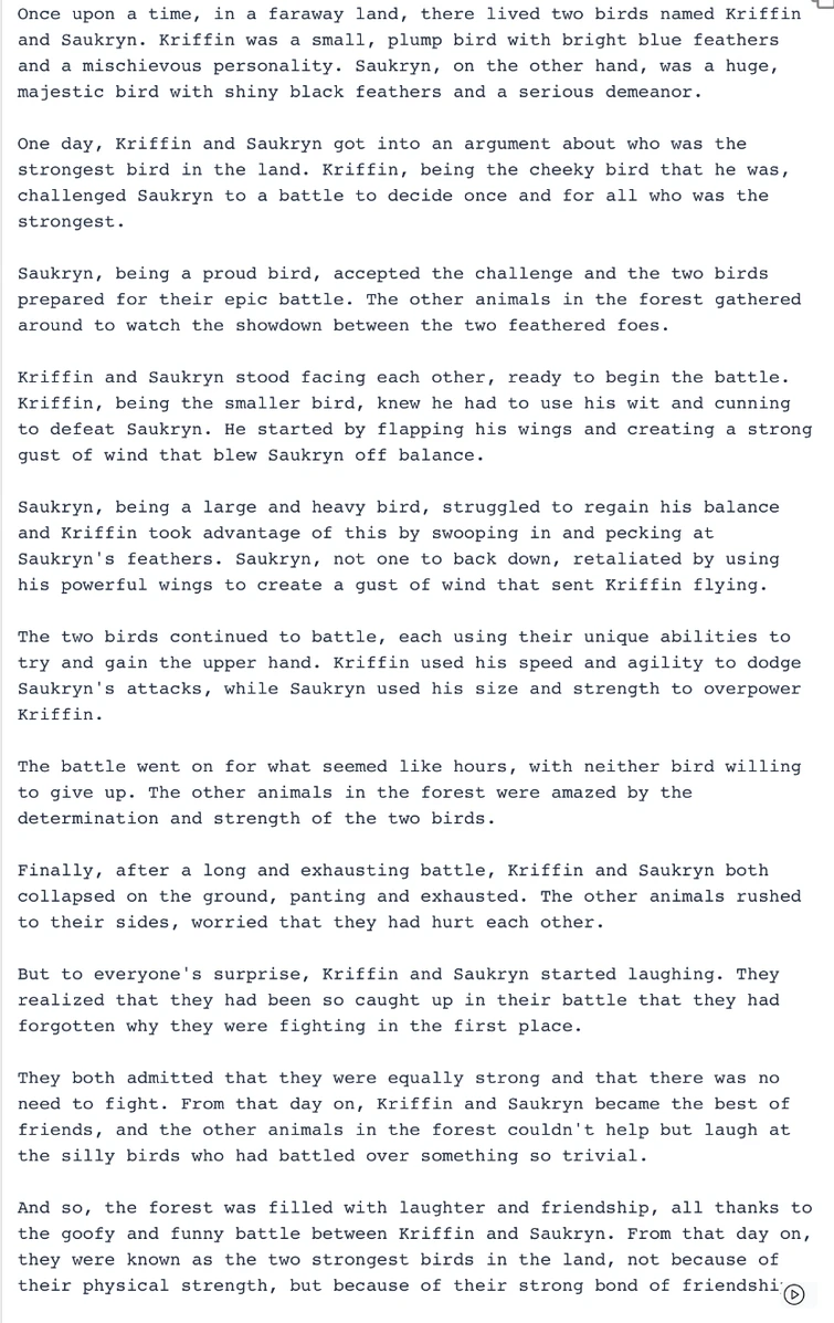 I want to ask an AI to write a story, so give me ideas what I should say to the AI (cos related ...