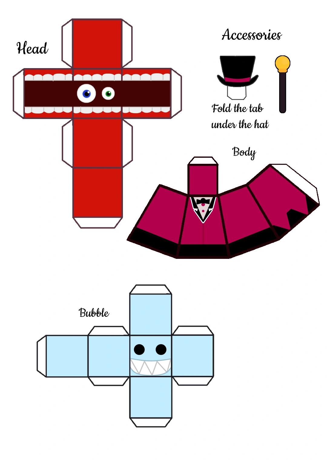 Here's Caine and bubble as paper toys | Fandom