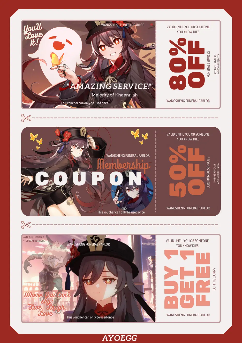 Buy one get one free coffin coupons! Only available at Wangsheng Funeral Parlor! | Fandom