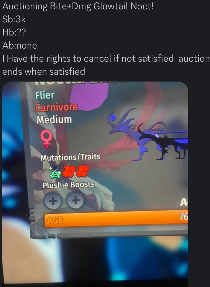 Auctioning a Glowtail Bite+Dmg Noct! | Fandom