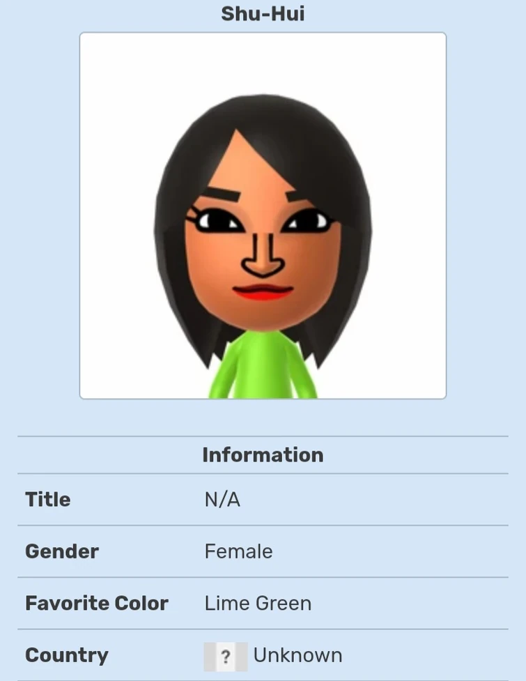 If the Miis were Pokémon Trainers: Shu-Hui | Fandom