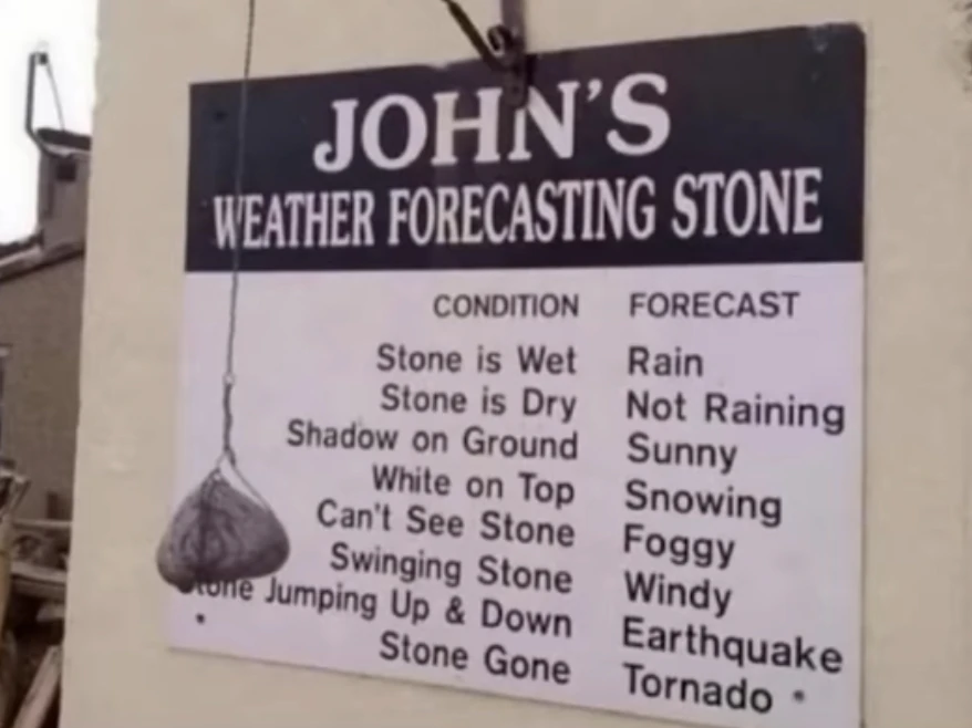 Screw weather forecasts and meteorology, I get my weather report from ...