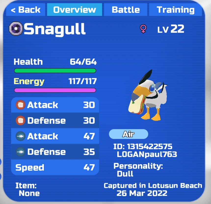 I caught a Snagull with a sandwich and an alpha lumica | Fandom