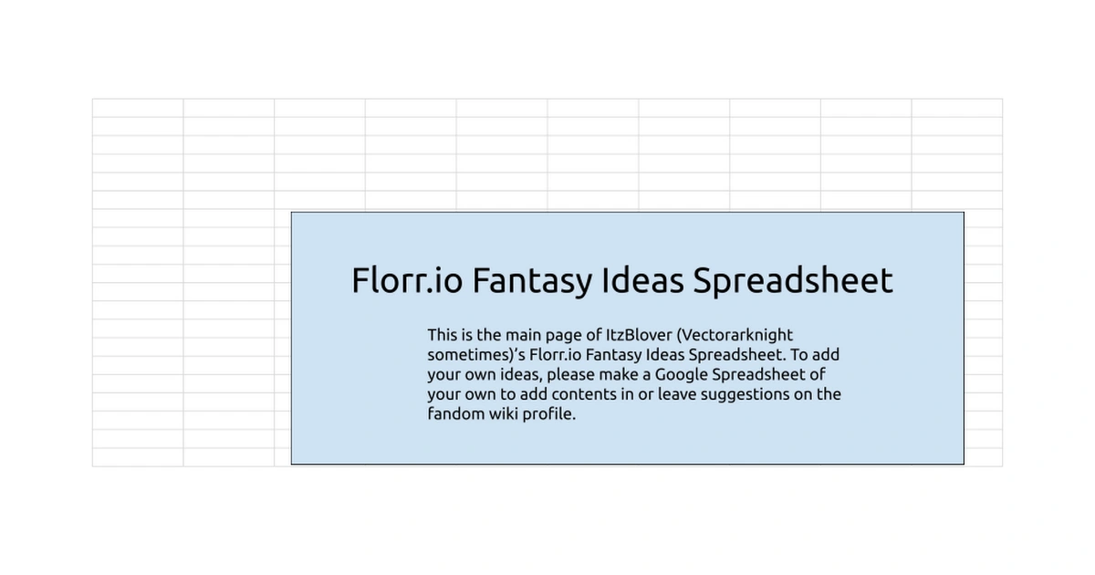 Finished up the Fantasy Ideas Spreadsheet | Fandom