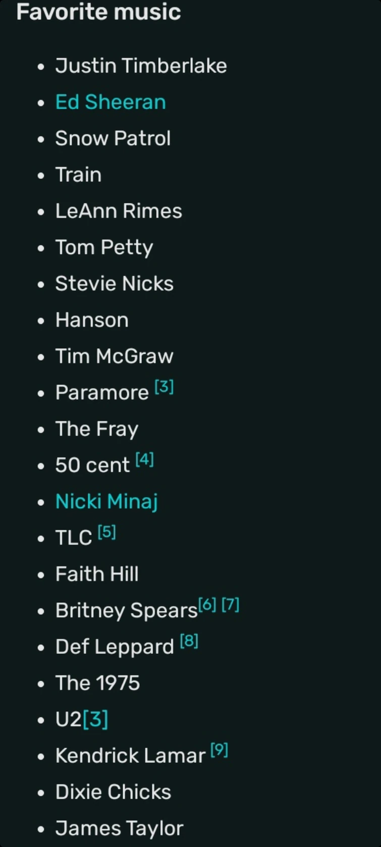Taylor's favorite music artists | Fandom