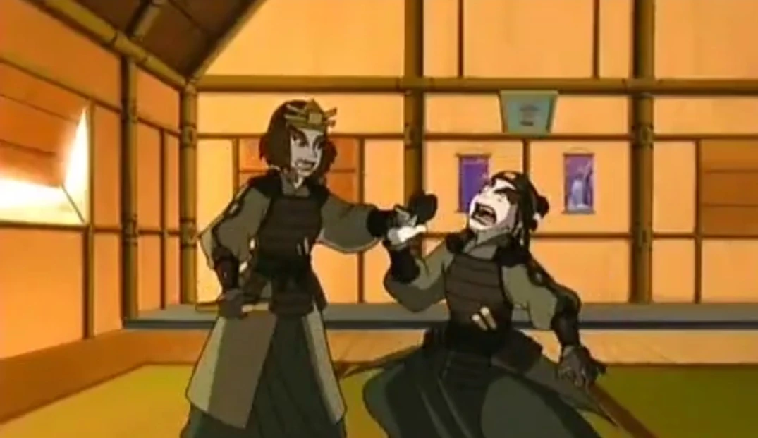 Suki and Asami-two strong nonbenders and girls hurting hands of two ...