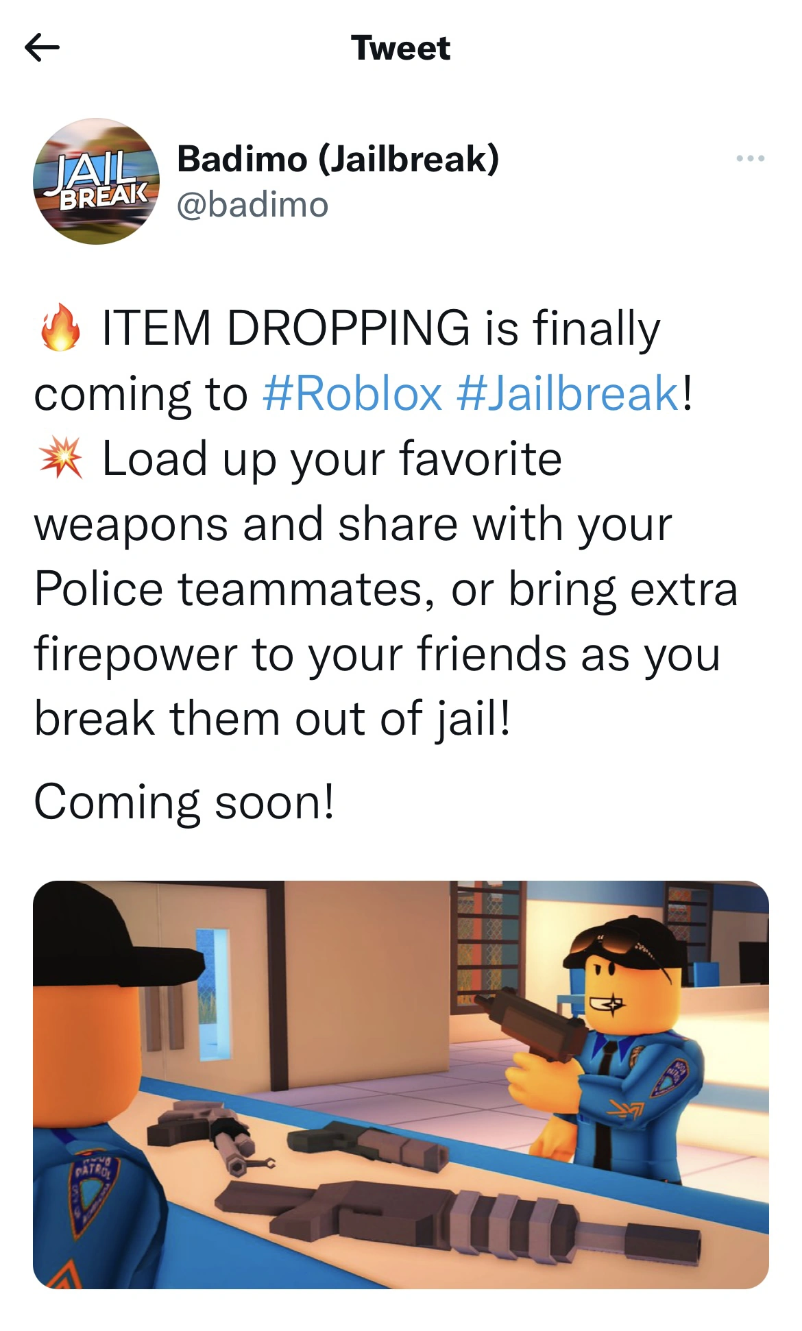 Yo guys, Badimo just posted another news in Twitter (Item dropping is ...