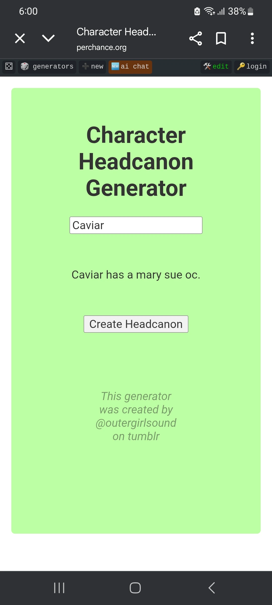 What things I did in character headcanon generation | Fandom