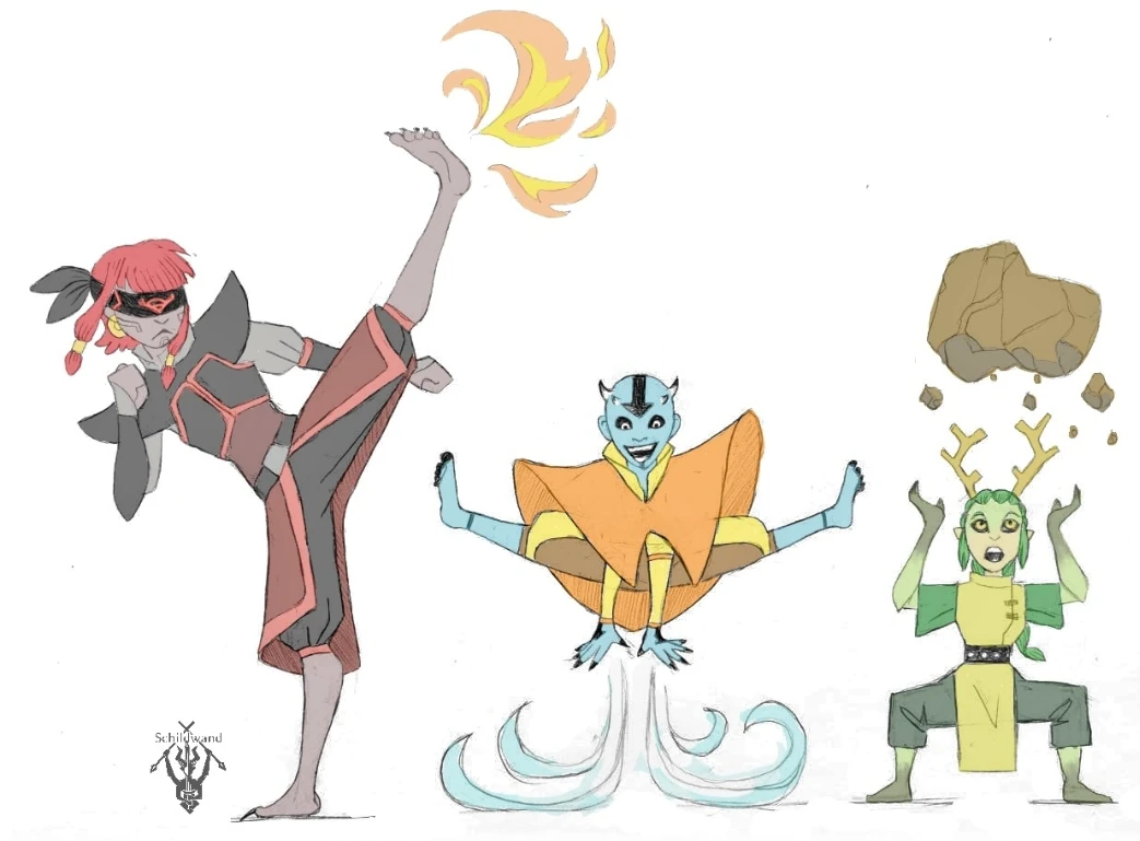 The First Benders (credit to Schildwald on Twiter | Fandom