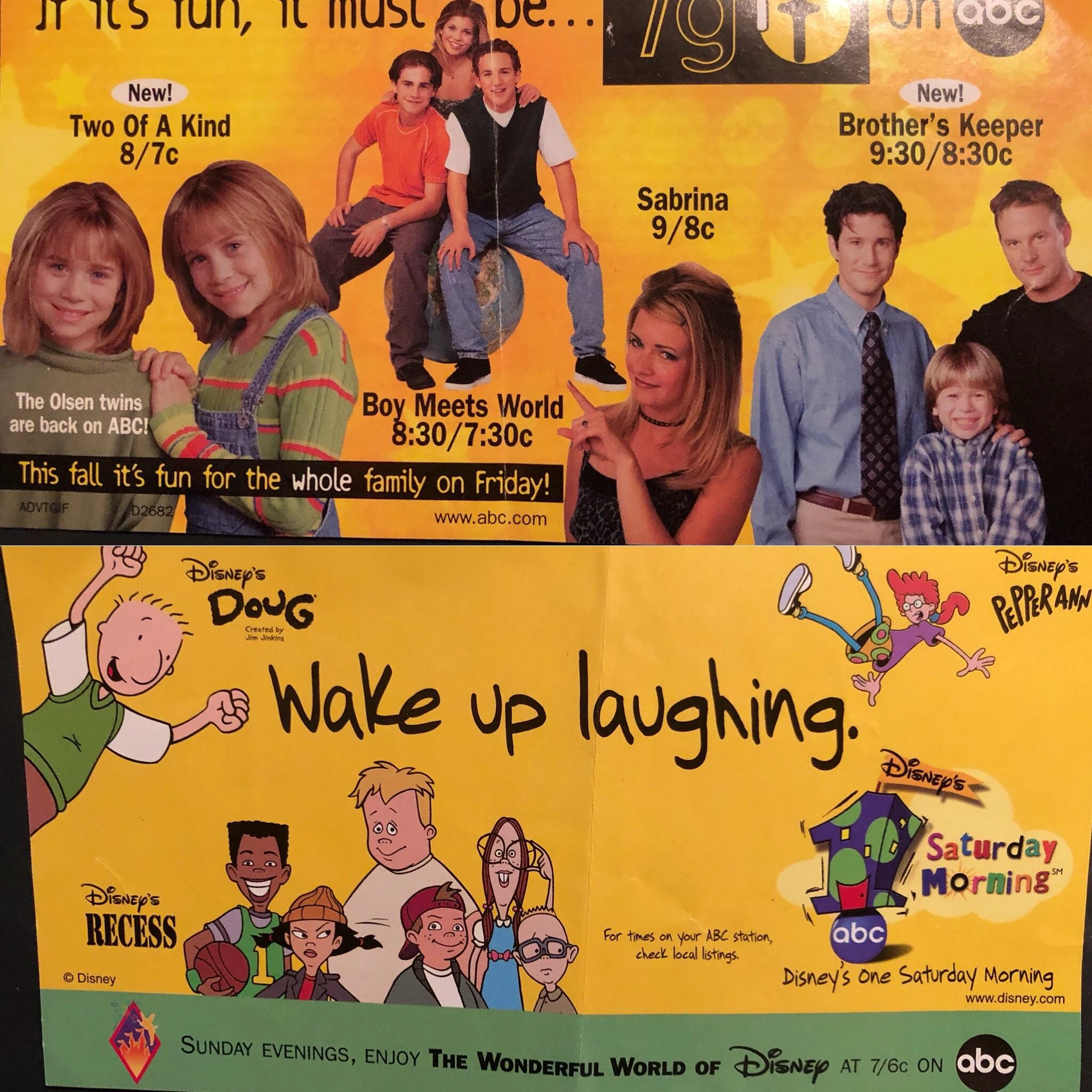 Old TGIF/Disney's One Saturday Morning/The Wonderful World of Disney ad ...